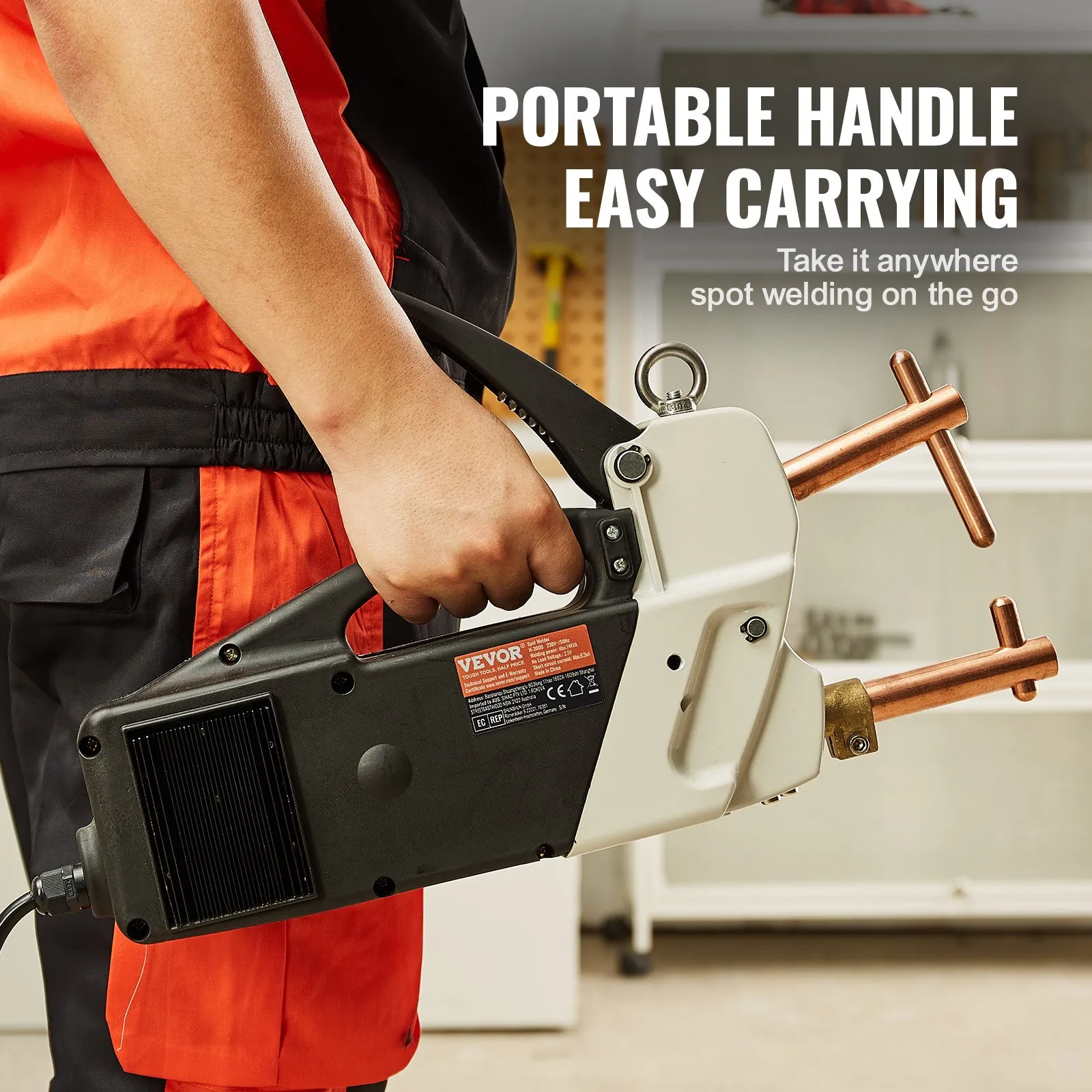 VEVOR Portable Spot Welder, 4/25-inch Thick Spot Welder Machine with 9.2KVA Input Capacity ...