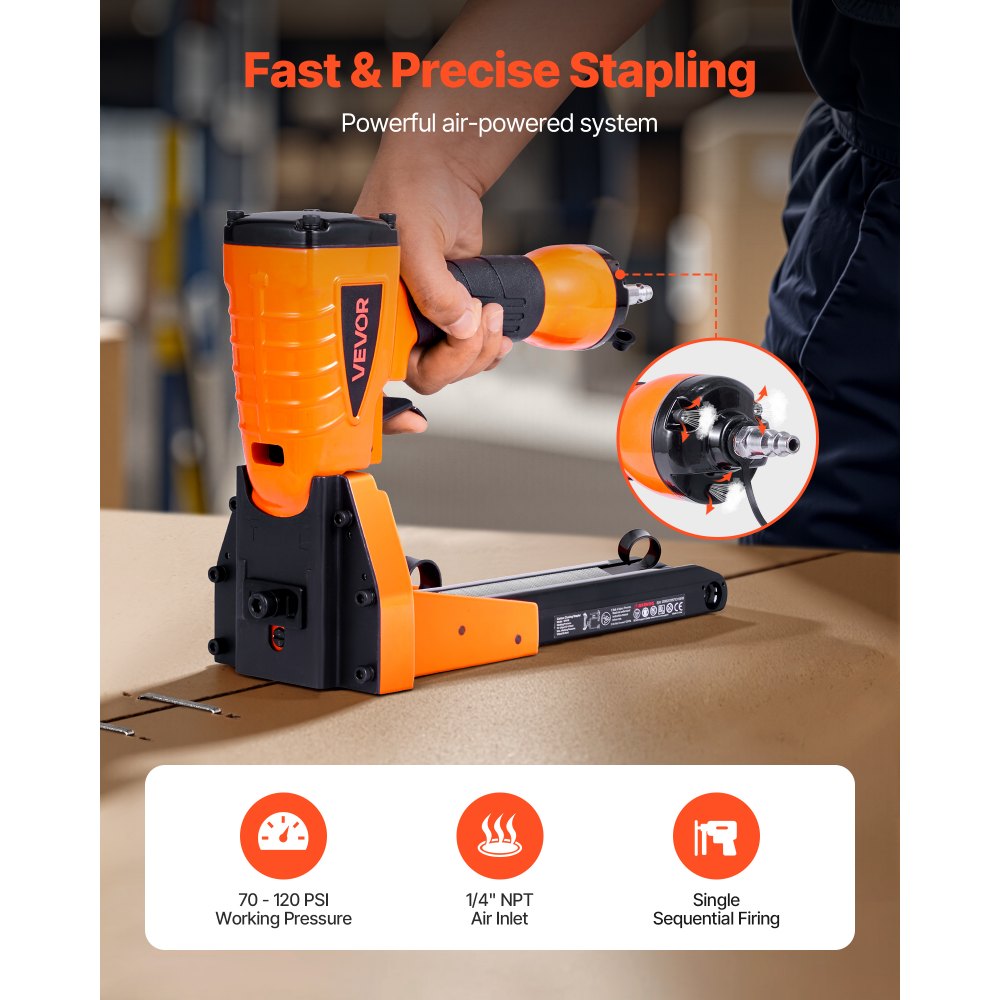 VEVOR Pneumatic Box Stapler Gun – 13 Gauge, 70–120 PSI