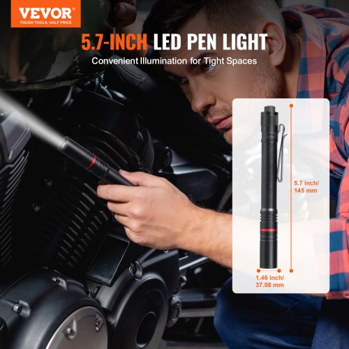 VEVOR 5.9 Inch Rechargeable Penlight, 300 lumens 3 Lighting Modes ...