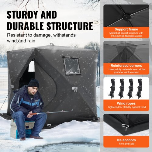 VEVOR 1-2 Person Ourdoor Portable Ice Shelter Pop-Up Ice Fishing Shanty ...