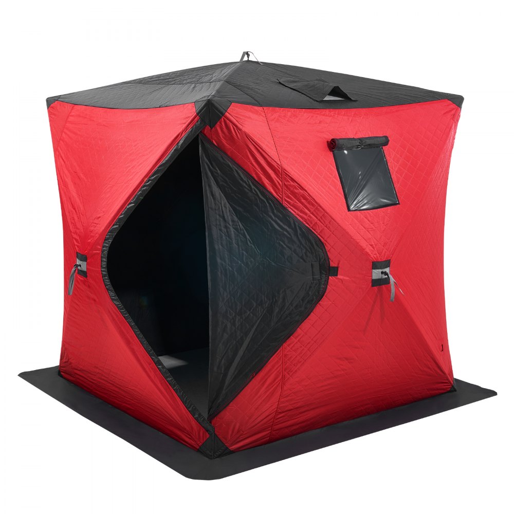 VEVOR Portable Ice Shelter, 3-4 Person Insulated Pop-Up Ice Fishing ...
