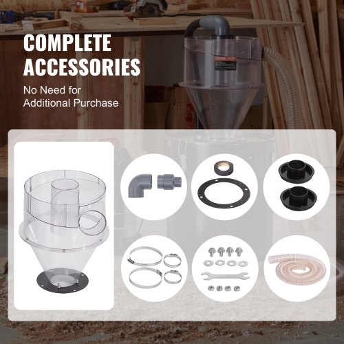 VEVOR Cyclone Dust Separator Vacuum Cleaner Separator 4" for 5-10 Gal ...