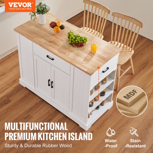 VEVOR Kitchen Island Cart Storage Cabinet Serving Cart with Drawer ...