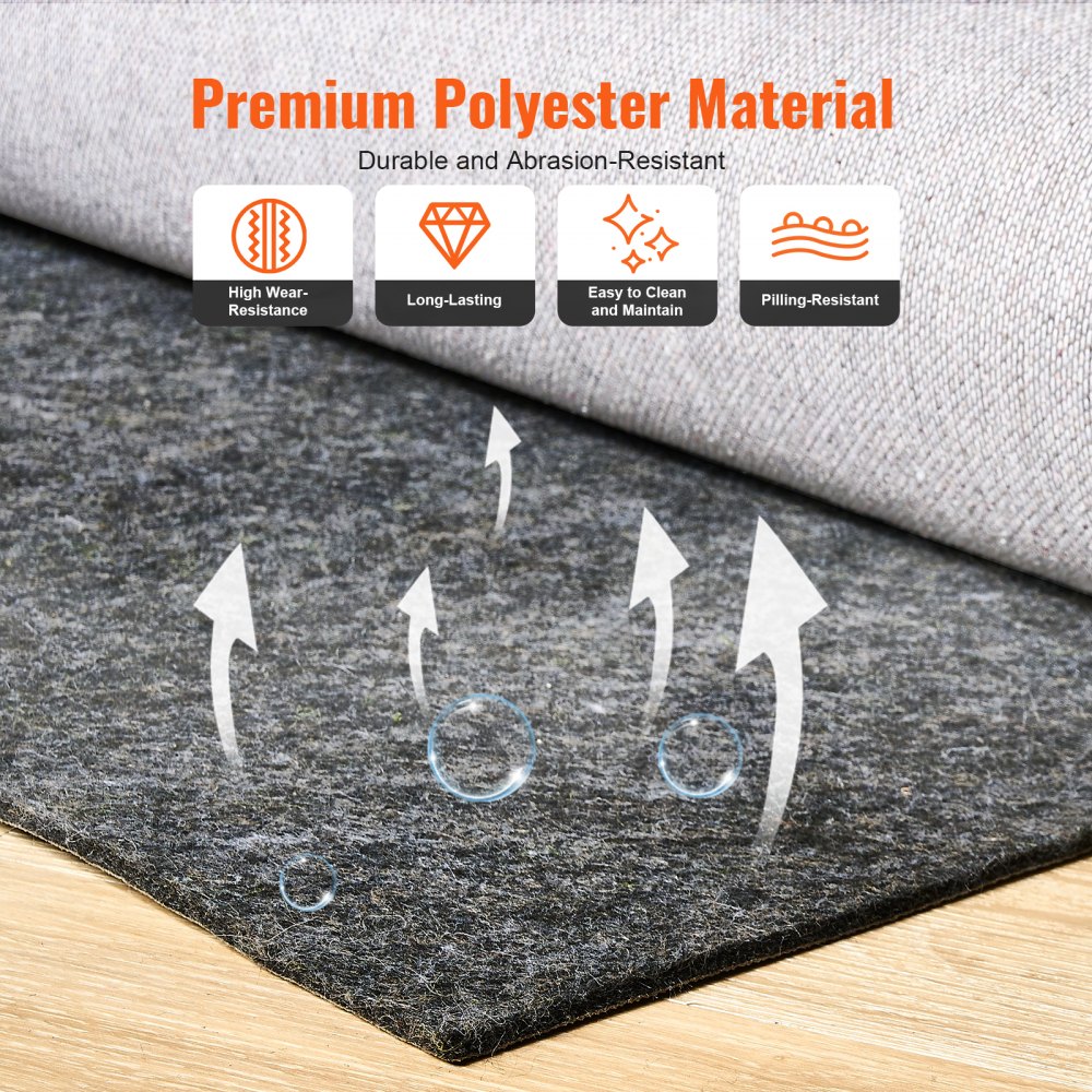 VEVOR Rug Pad for 8 x 10 – 0.24 Inch, 100% Polyester