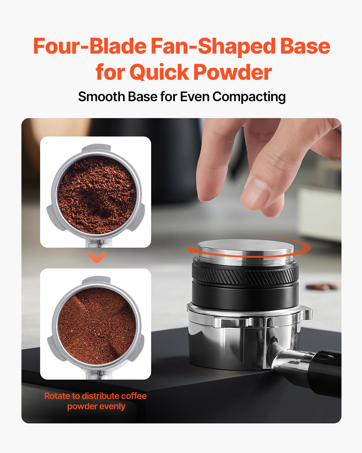 VEVOR Espresso Coffee Distributor - 51mm, 2-in-1 Adjustable