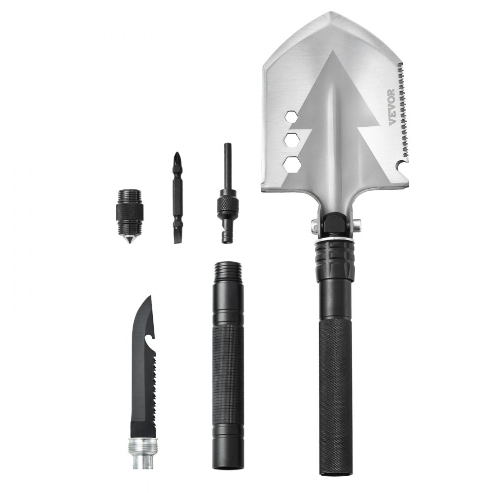 VEVOR Survival Shovel, 8 in 1 Camping Shovel Folding Multitool ...