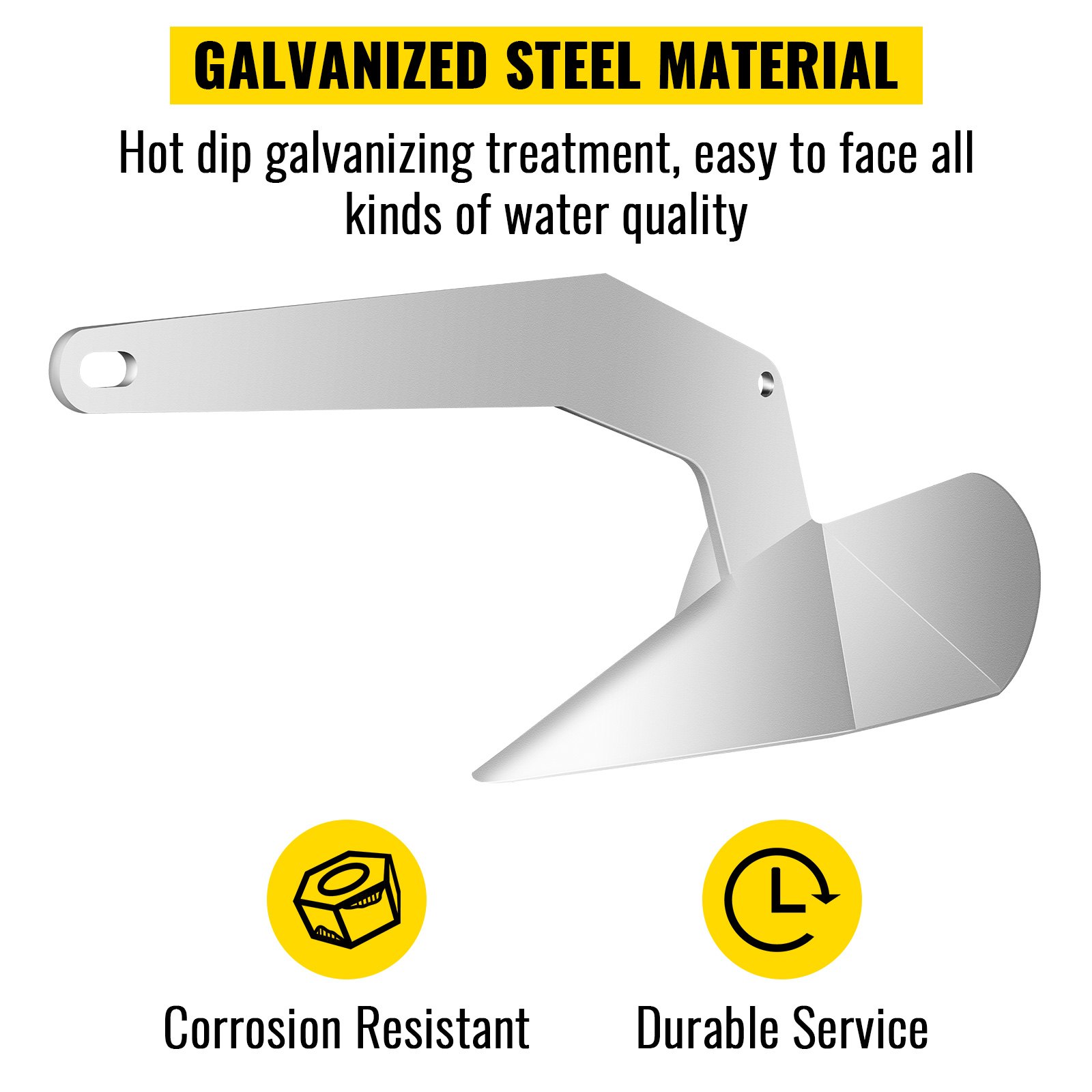 VEVOR Delta Type Boat Anchor 22 lb 10 kg Delta Anchor, Galvanized Steel ...