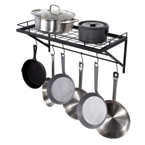VEVOR Pot Rack Wall Mounted, 24 inch Pot and Pan Hanging Rack, Pot and ...