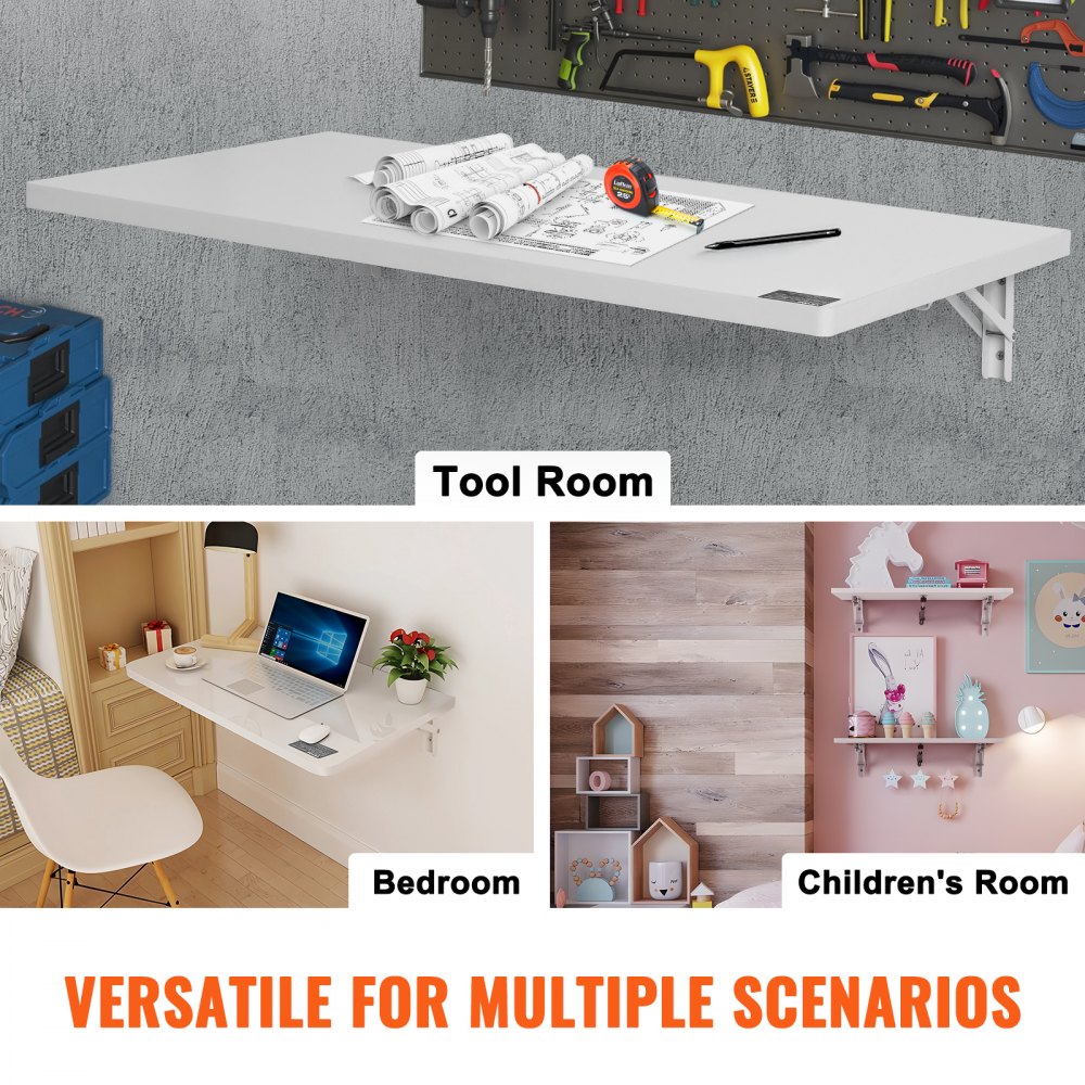 VEVOR Wall Mounted Folding Table, 35.43" x 19.69" Wall Mount Drop Leaf ...