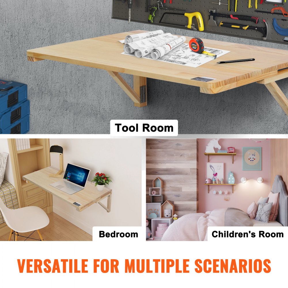 VEVOR Wall Mounted Folding Table, 31.5" x 23.62" Wall Mount Drop Leaf ...