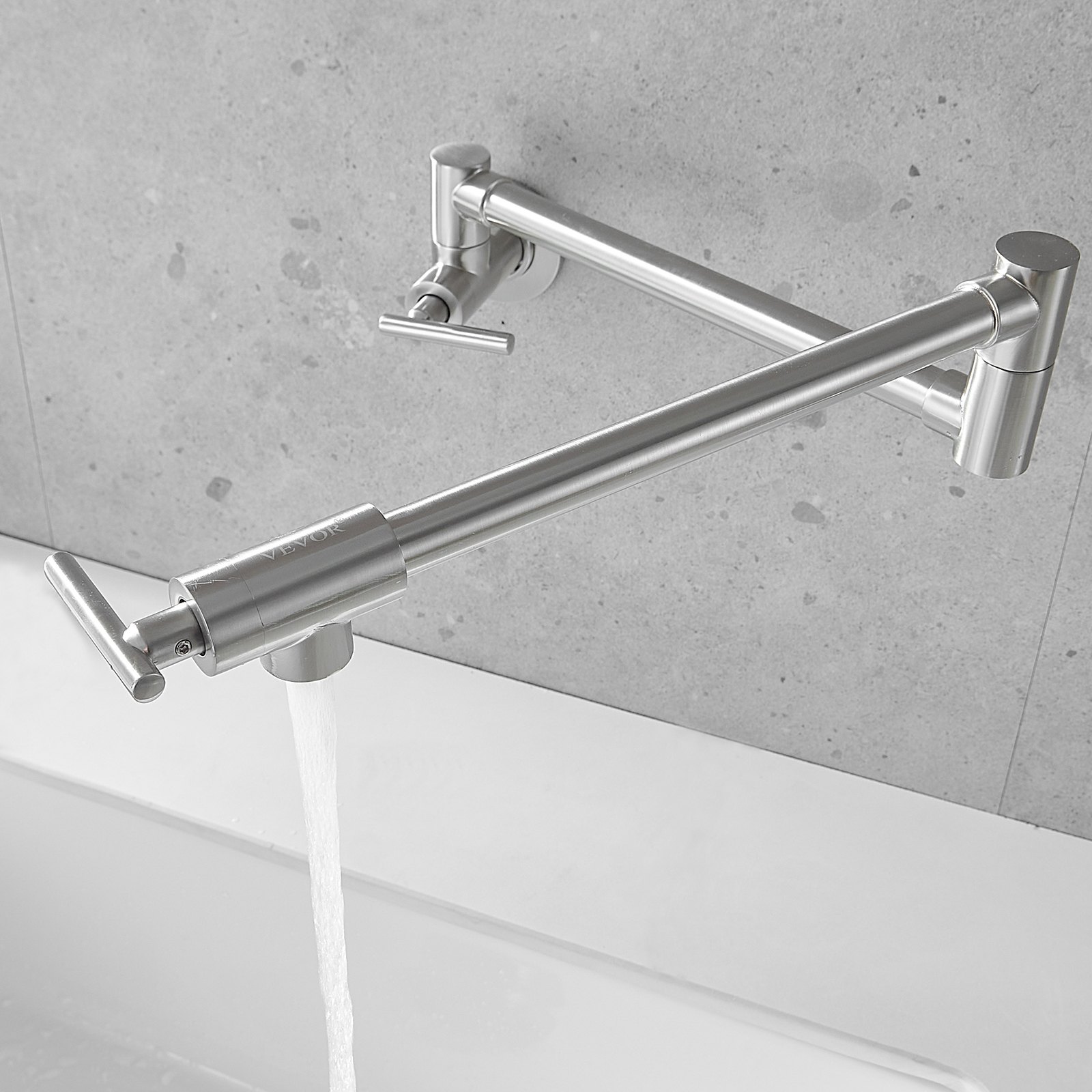 VEVOR Pot Filler Faucet, Solid Brass Commercial Wall Mount Kitchen ...