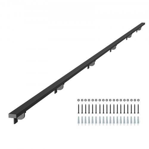 VEVOR Wall Mounted Stair Handrail, 15ft Black Aluminum Staircase ...