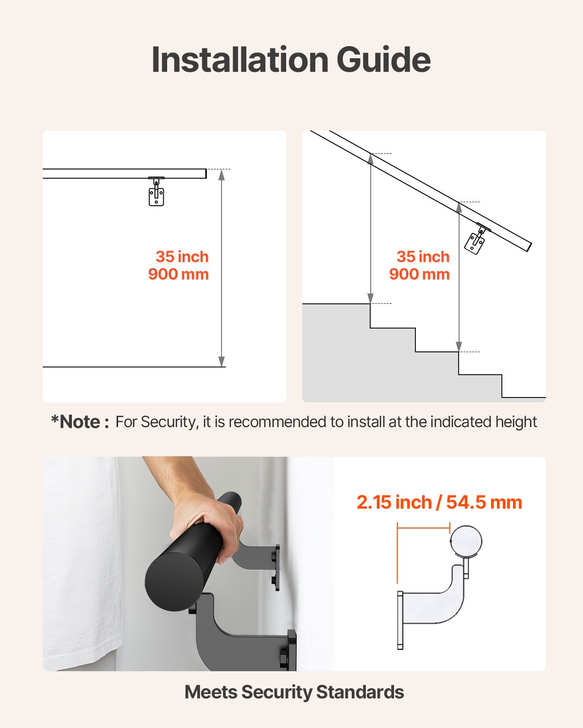 VEVOR Galvanized Pipe Handrail – 10ft Wall Mount Railing