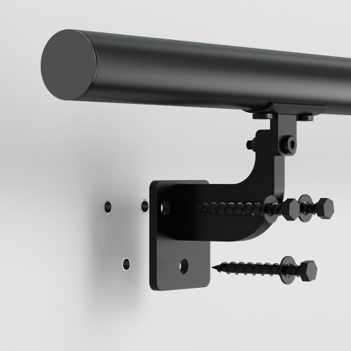 7ft Wall Mounted Stair Handrail Black Aluminum Indoor Outdoor Railing ...