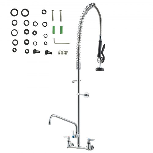 VEVOR Commercial Faucet with Pre-Rinse Sprayer, 47" Height, 8" Center ...