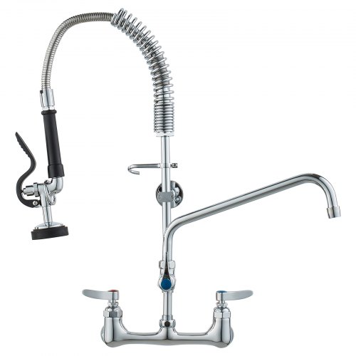 VEVOR Commercial Faucet with Pre-Rinse Sprayer, 25" Height, 8" Center ...