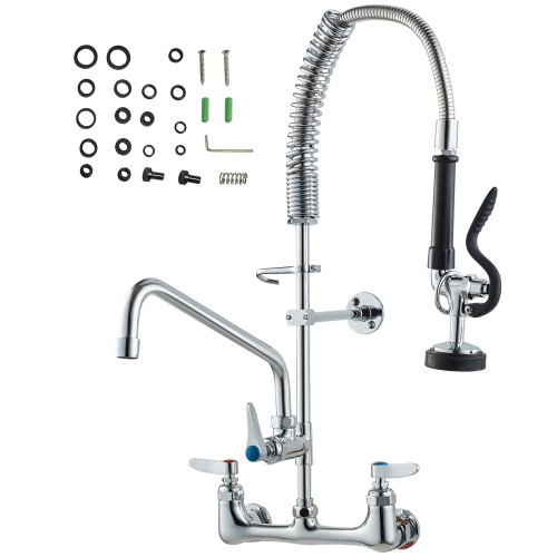 VEVOR Commercial Faucet with Pre-Rinse Sprayer, 25" Height, 8" Center ...