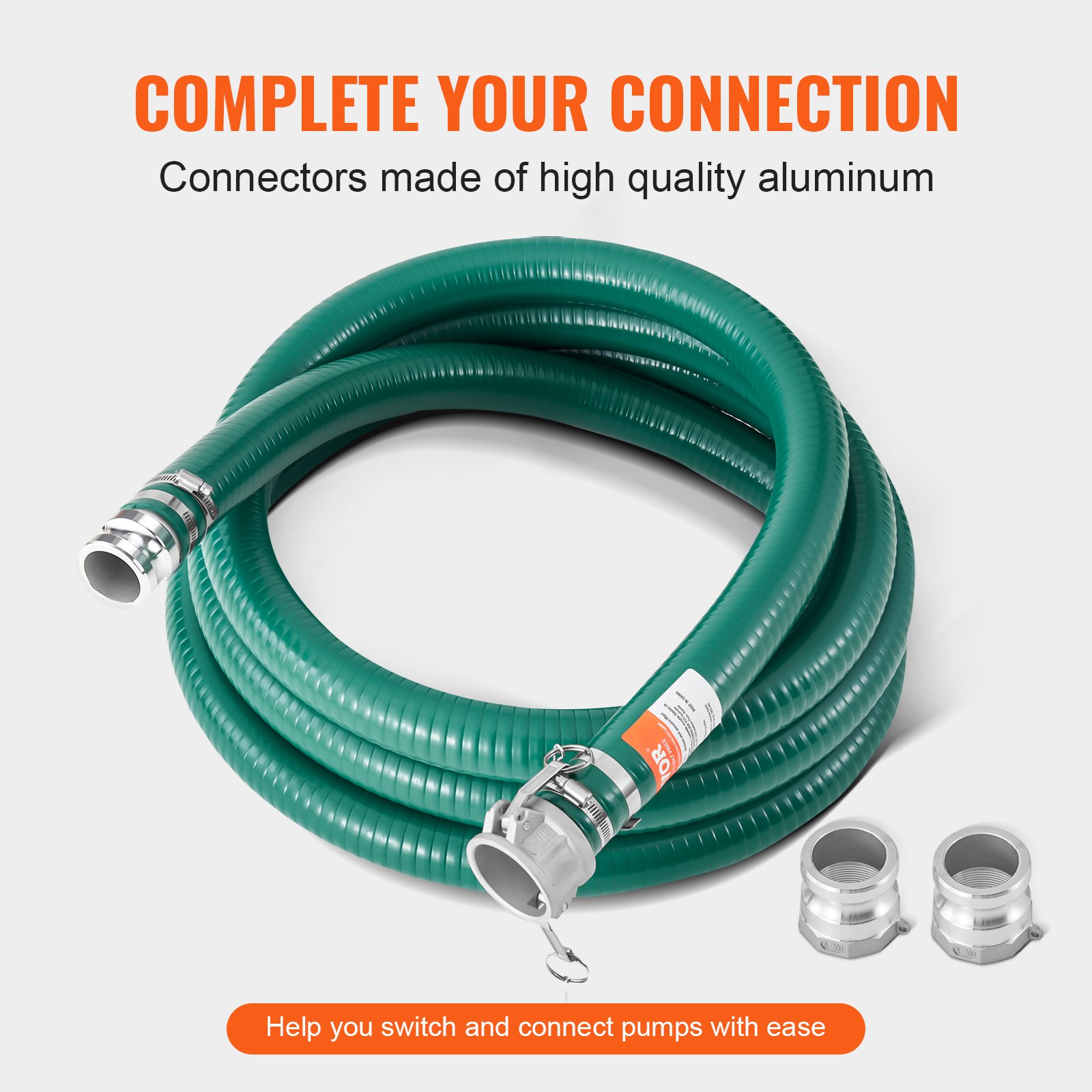 VEVOR 2 Inch Suction Hose for Water Pump - 20 ft Camlock