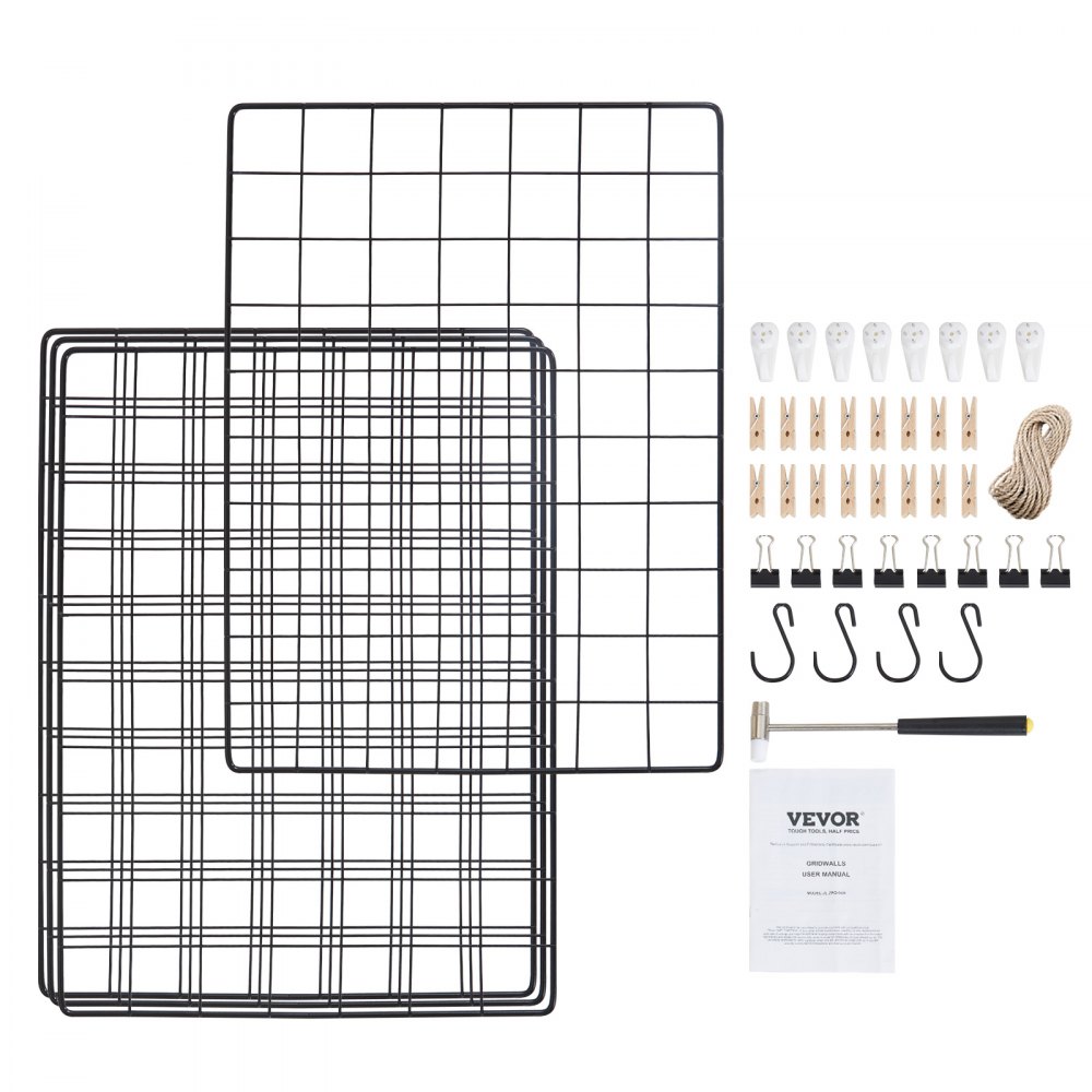 VEVOR Grid Wall Panels, 4 Packs Wire Wall Grid for Photo Pictures ...