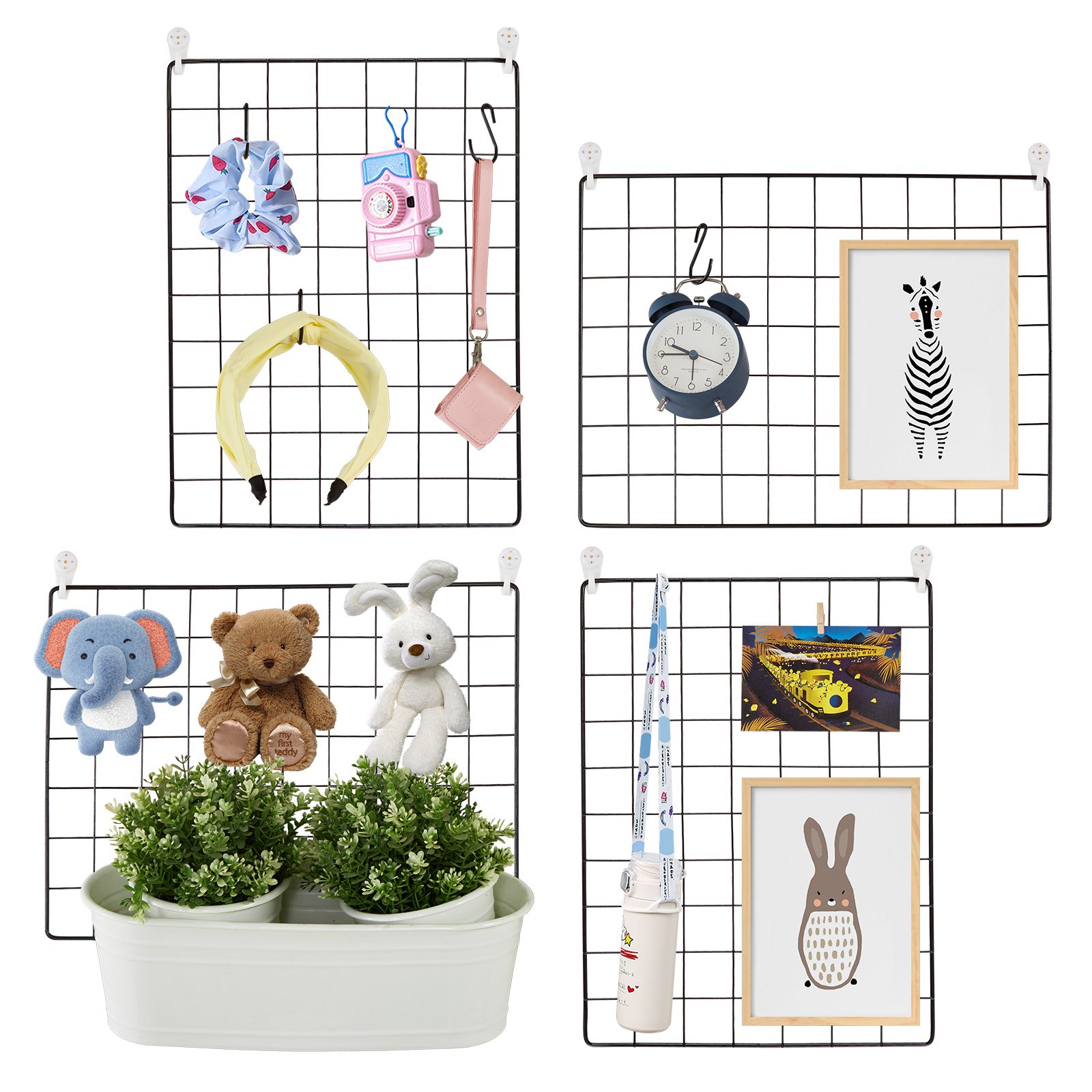VEVOR Grid Wall Panels, 4 Packs Wire Wall Grid for Photo Pictures ...