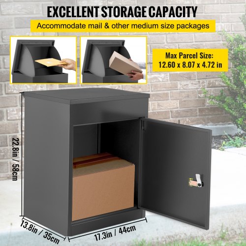 VEVOR Pakke-dropboks grå galvaniseret stål 17,32x13,78x22,83 tommer ...