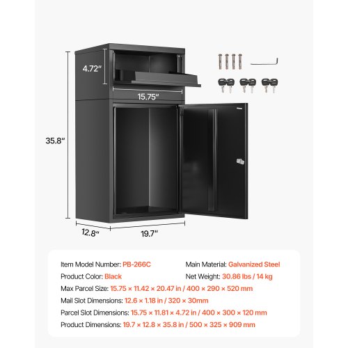 Package Delivery Boxes for Outside 35.8 in Anti-Theft Lockable Parcel ...