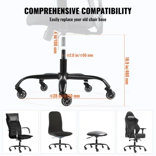 VEVOR Office Chair Base Replacement 28" Swivel Chair Base 2500 lbs 4 ...