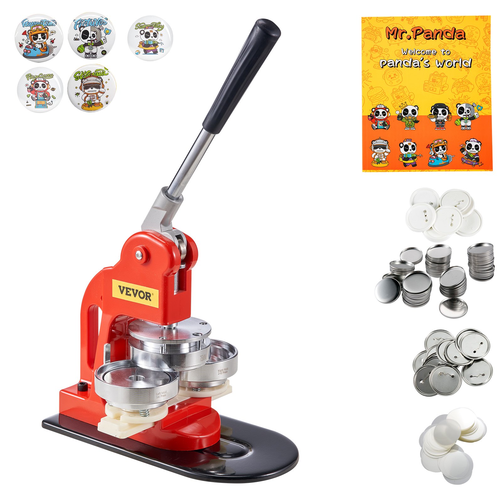 VEVOR Button Maker Machine, 75 mm (3 inch) Badge Punch Press Kit ...