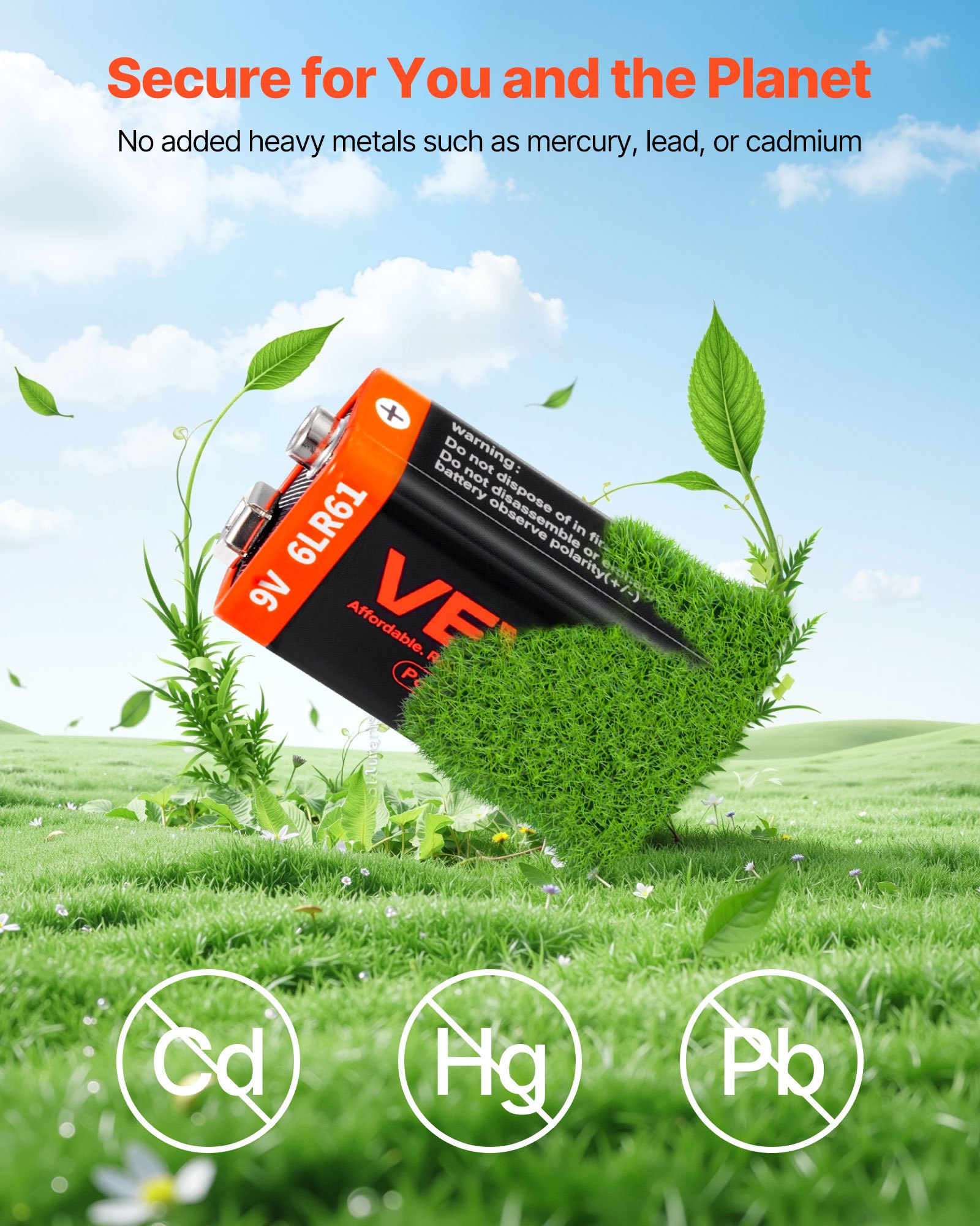 VEVOR 9V Square Battery | 12-Pack Long-Lasting Power
