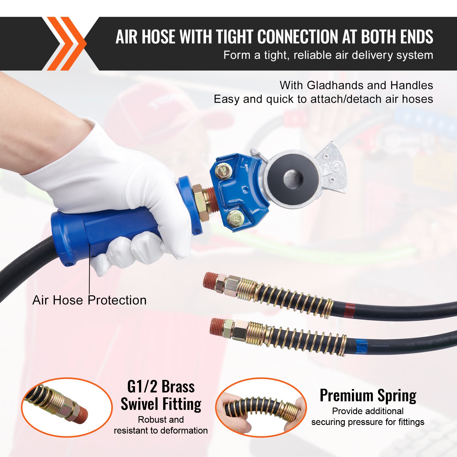 VEVOR 15FT Semi Truck Air Lines Kit with 2PCS Glad Hands, 3-in-1 Air ...