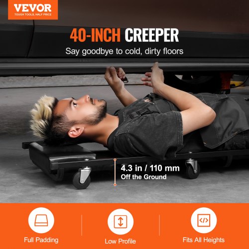 VEVOR 40 in Mechanic Garage Creeper 300 lbs Capacity Automotive Rolling ...