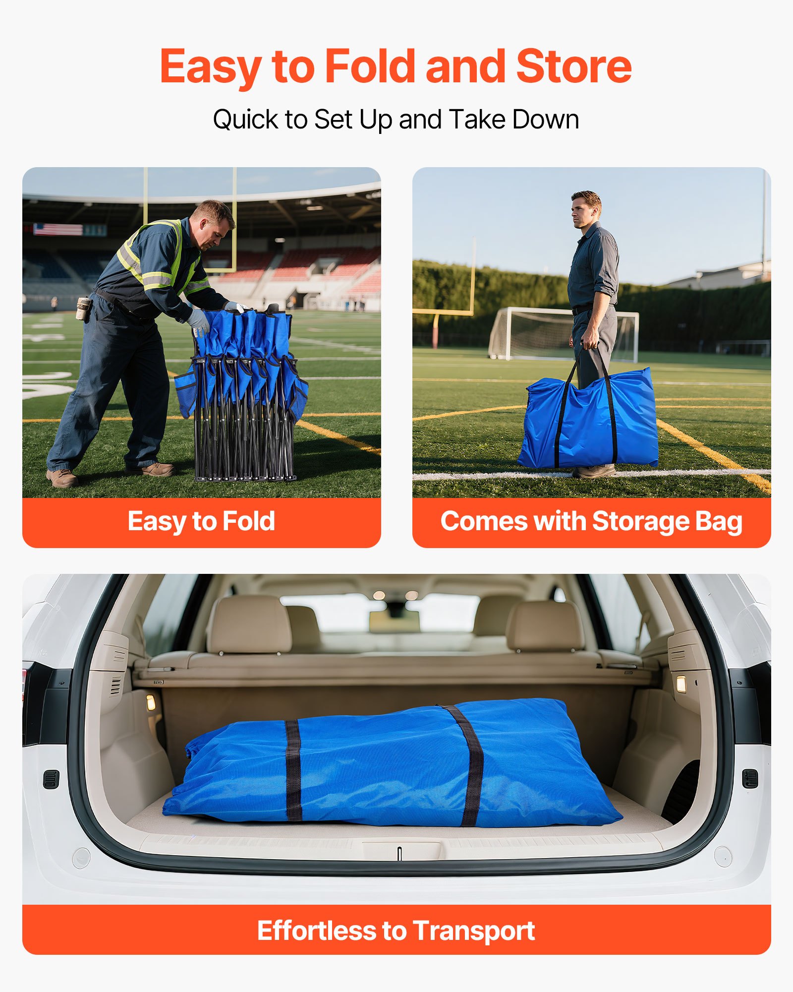 VEVOR Portable Folding Bench Seats – 6 Seat, 600D, Ø16 mm