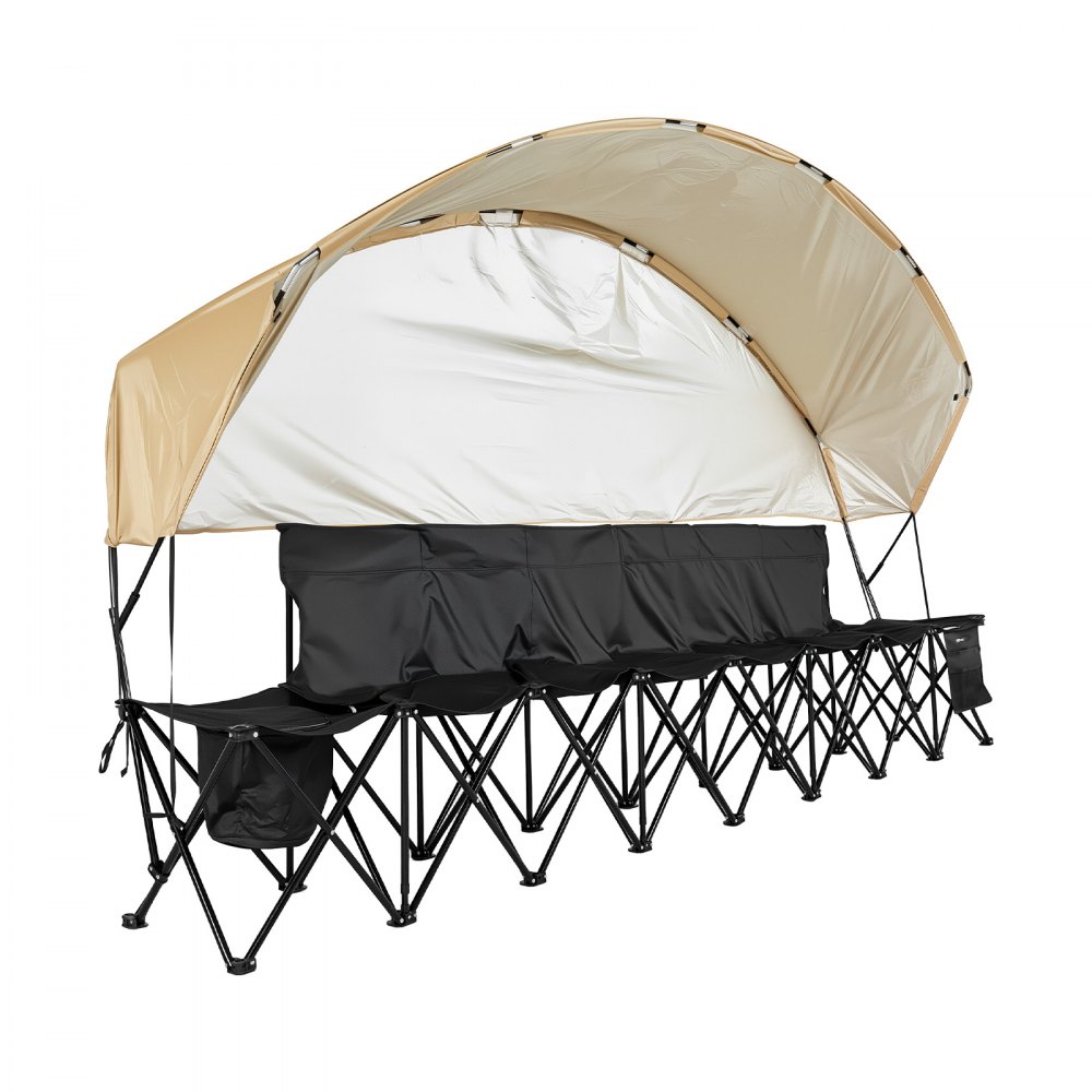 VEVOR Portable Folding Sports Bench – 6-Seat, UPF 50+ Canopy