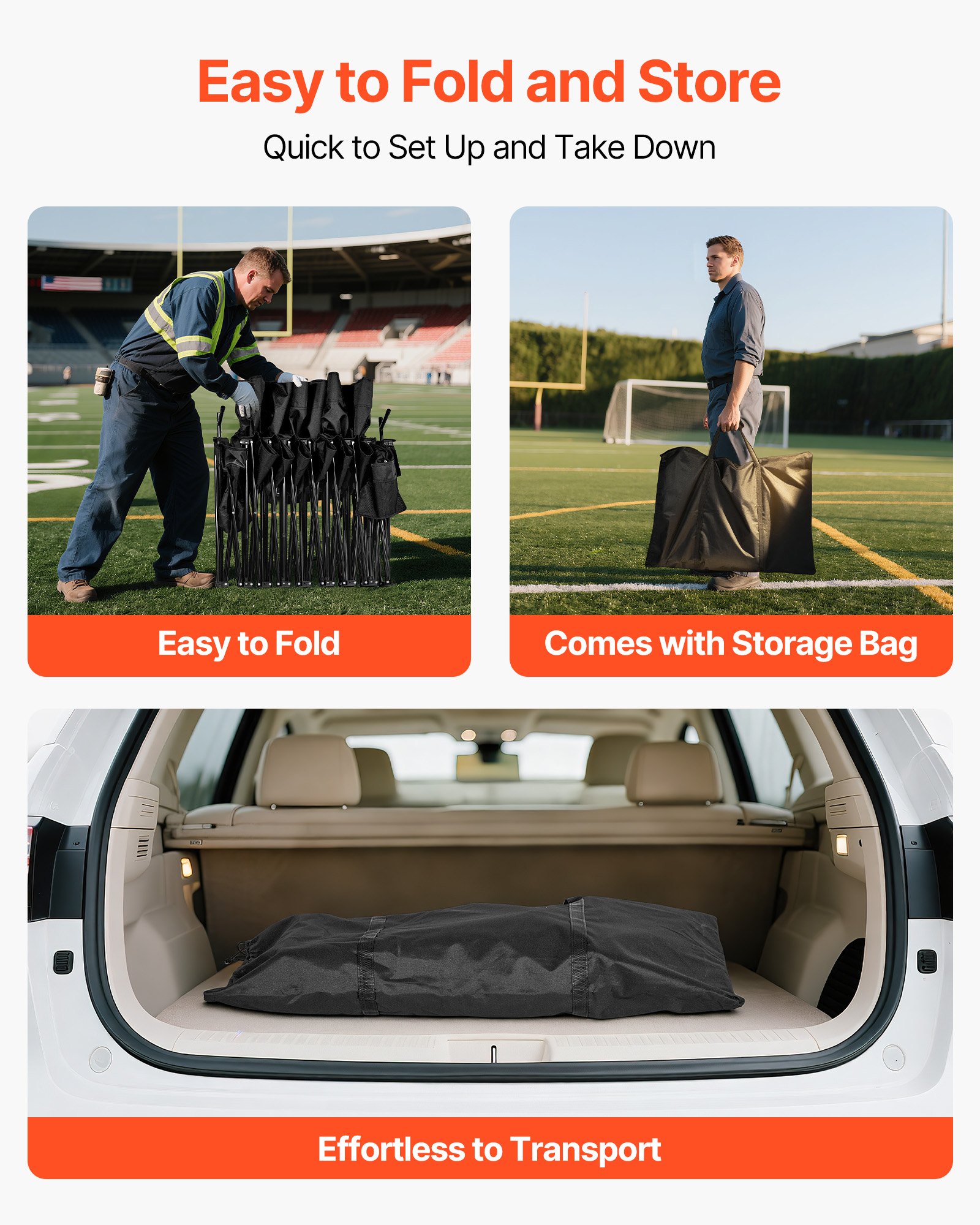 VEVOR Portable Folding Sports Bench – 6-Seat, UPF 50+ Canopy