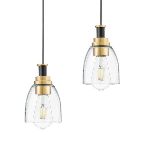 VEVOR Pendant Light 1-Light Pendant Lighting with Glass Shade ...