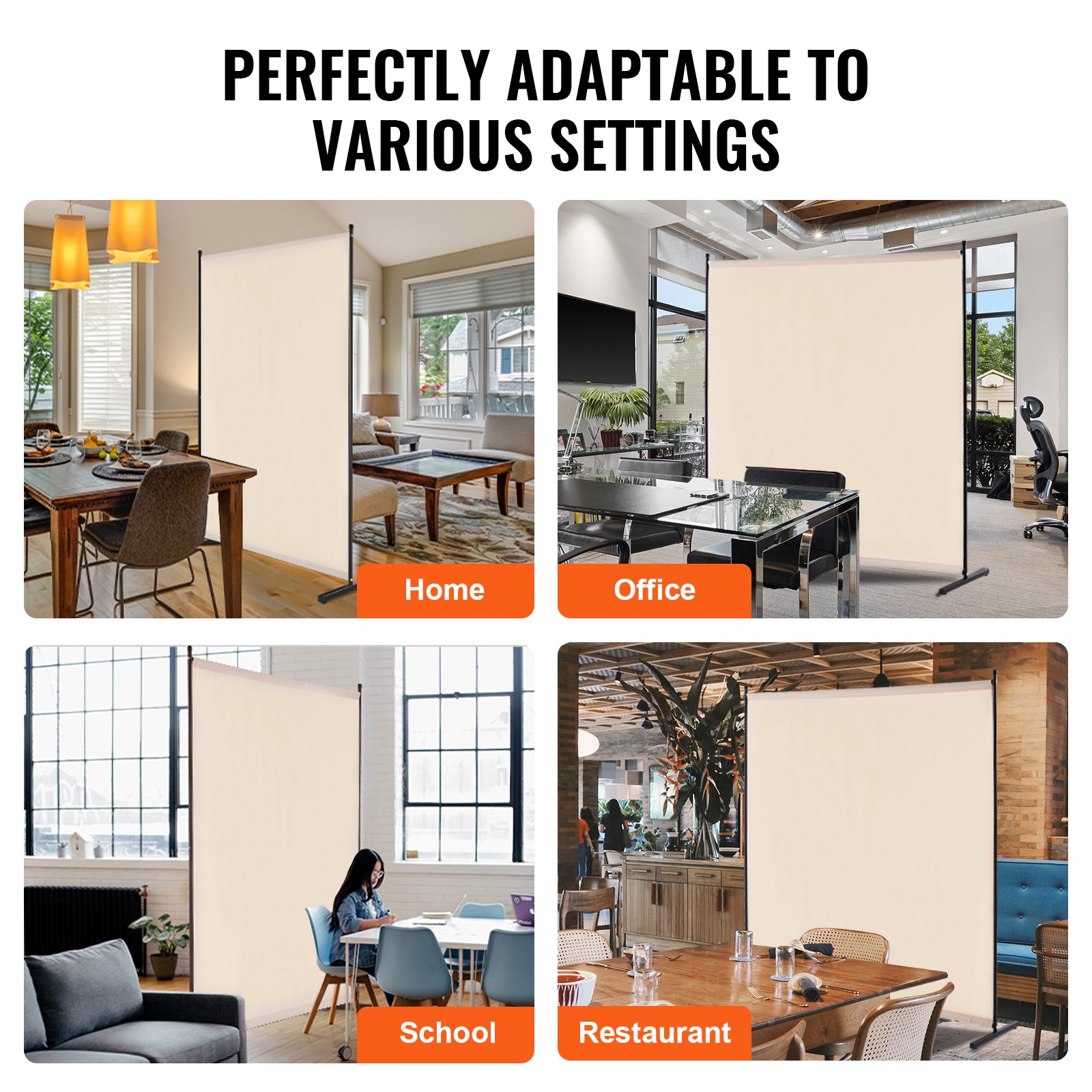 VEVOR Room Divider, Single Panel Room Divider, 6FT Privacy Screen ...