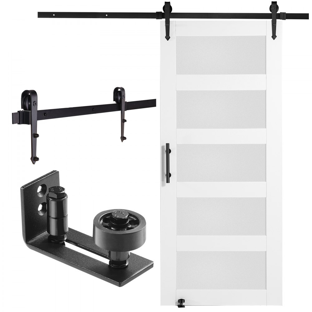 Vevor Barn Door And Hardware Kit 36 X 84 Wood And Glass Sliding Barn Door Smoothly And