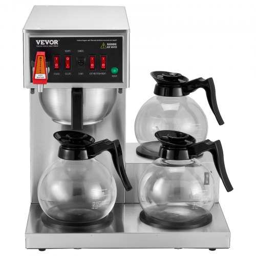 12 Cups Commercial Drip Coffee Maker with 3 Glass Carafes and 3 Warmers ...