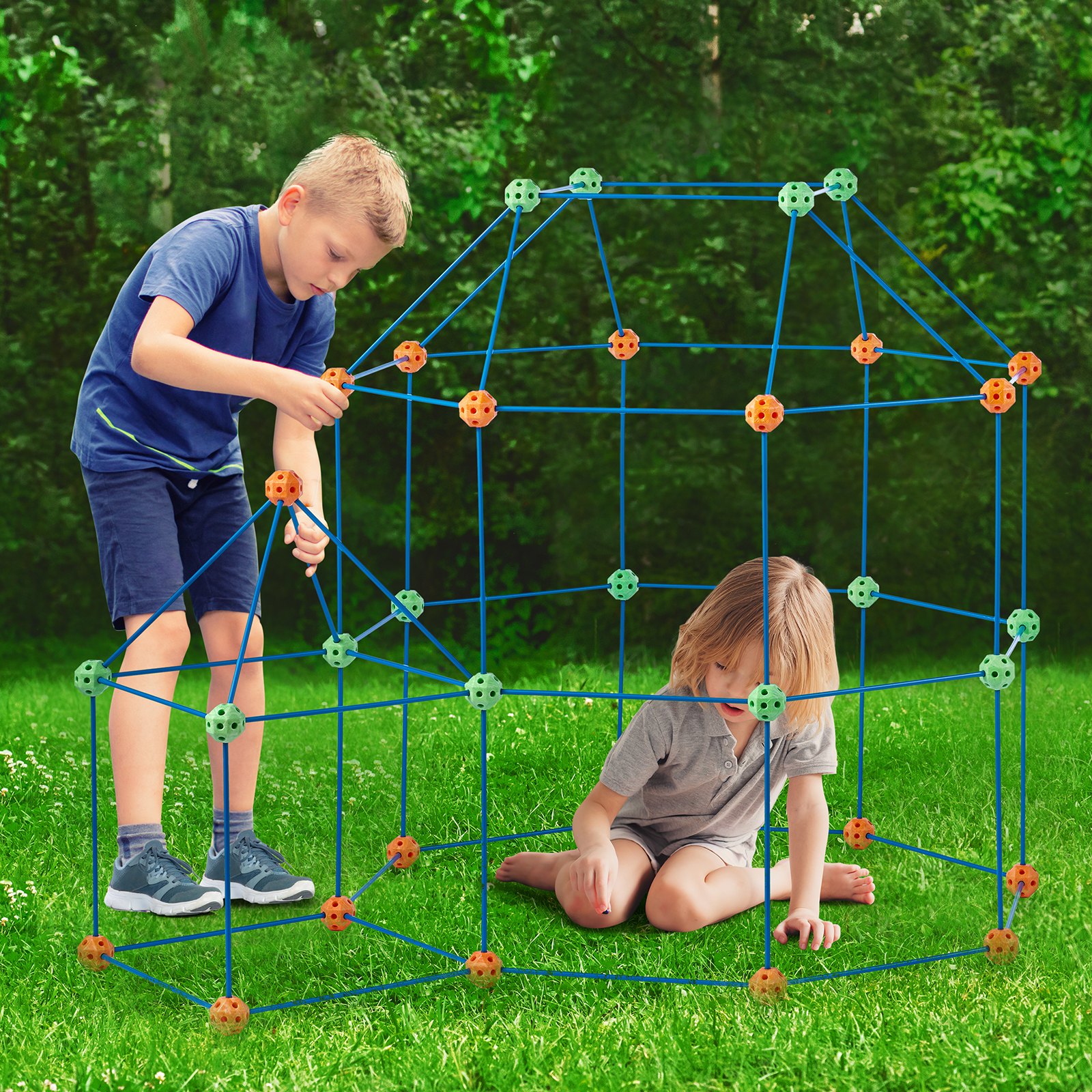 VEVOR Tent Fort Building Kit for Kids STEM Construction Toy Set Castle ...
