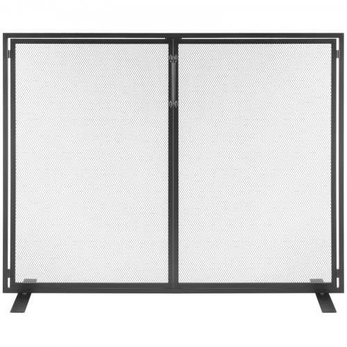 VEVOR Fireplace Screen 1 Panel with Door, Sturdy Iron Mesh Fireplace ...