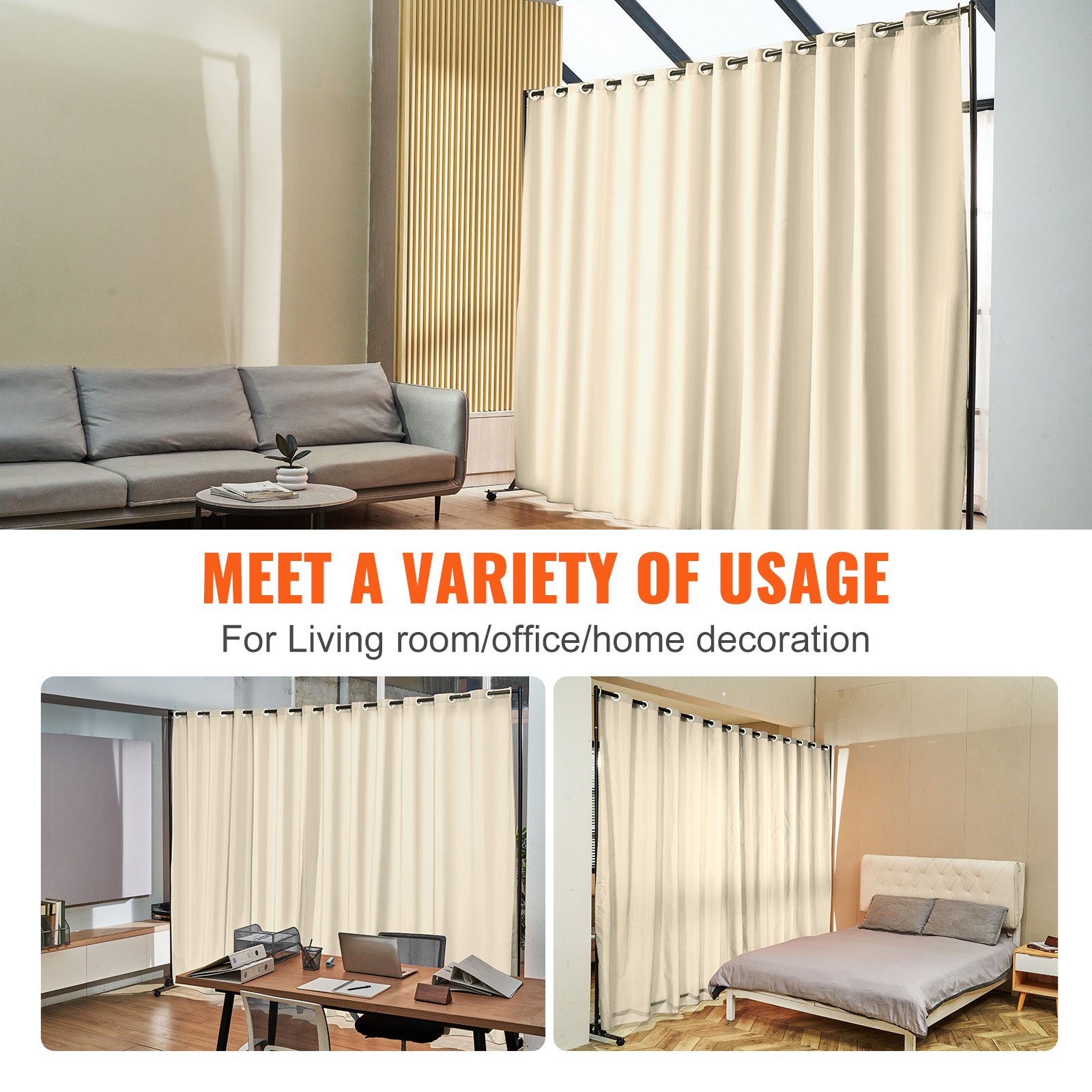 VEVOR Room Divider, 8 ft x 10 ft Portable Panel Room Divider with ...