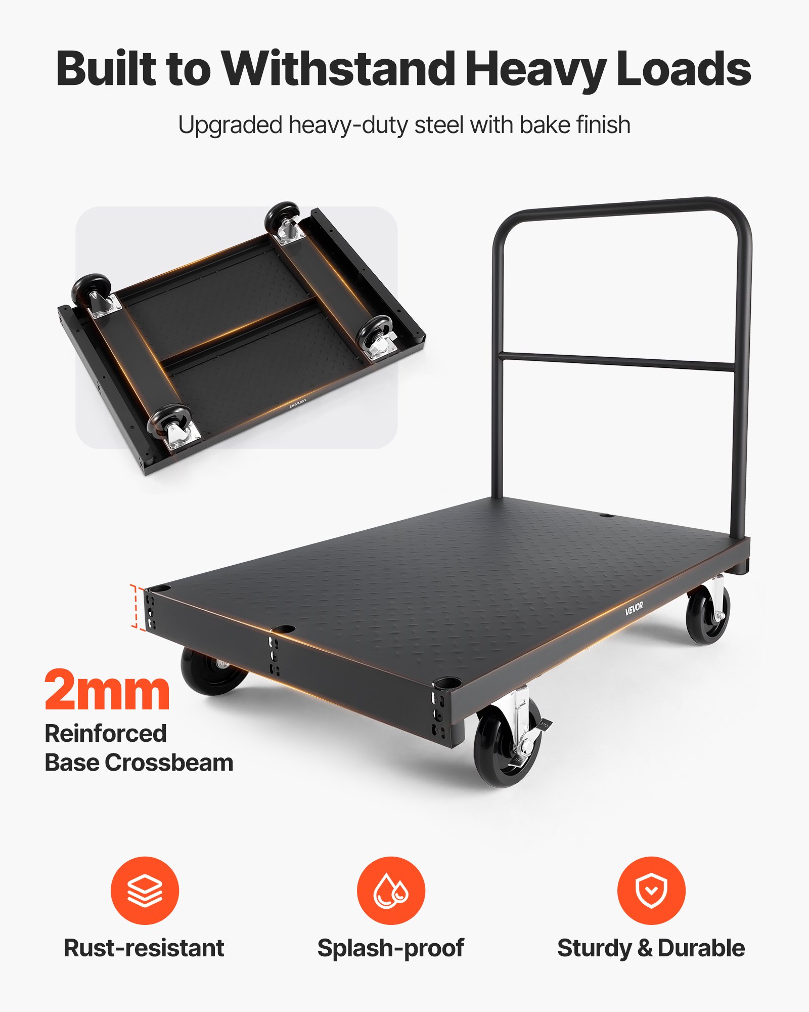 VEVOR Panel Truck Cart – 1800 LBS, 2 in 1, 36 x 24 Inch