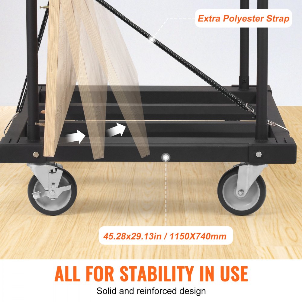 VEVOR Drywall Cart, 1800 LBS Panel Dolly Cart with 45.28" x 29.13" Deck ...