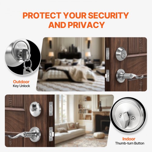 Entry Door Locksets with Deadbolt 5 Pack Keyed Alike Satin Nickel Lever ...