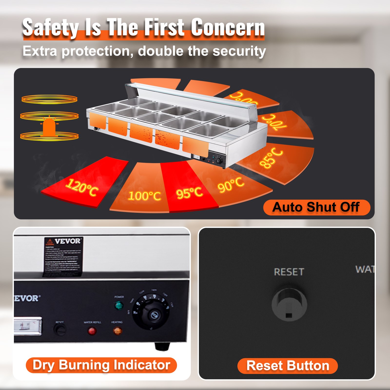 VEVOR 10-Pan Commercial Food Warmer, 10 x 12QT Electric Steam Table ...