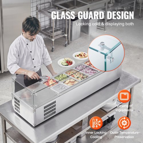 VEVOR Refrigerated Condiment Prep Station, 150 W Countertop ...