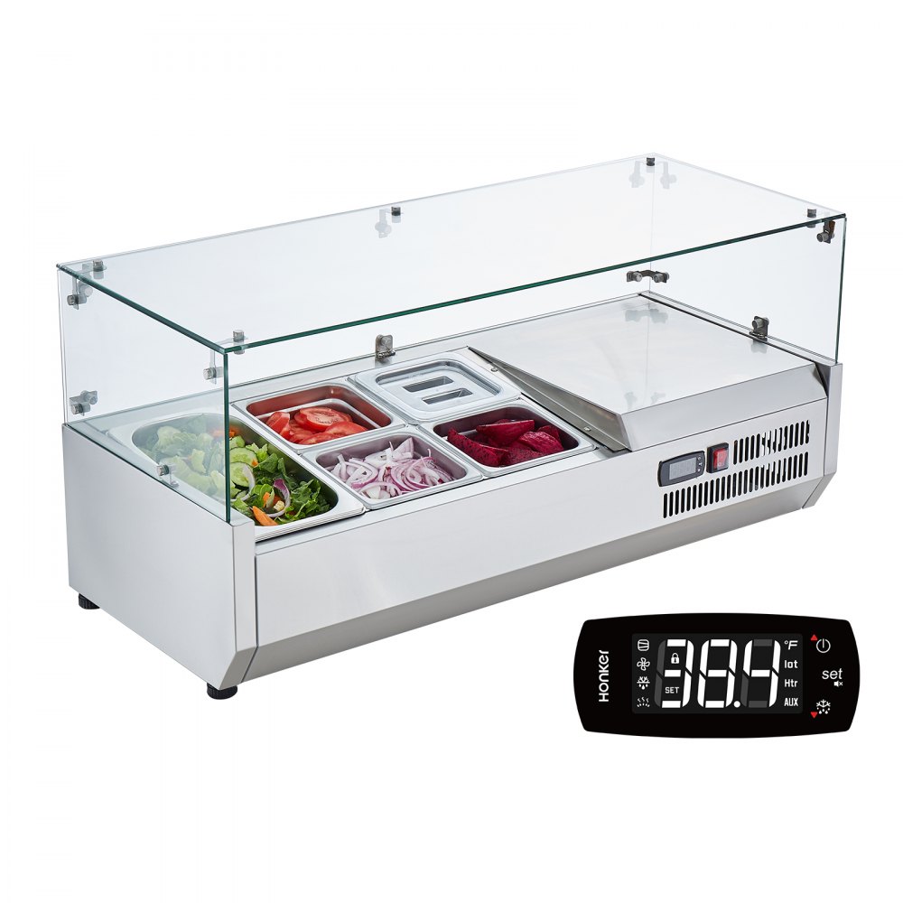 VEVOR Refrigerated Condiment Prep Station, 130 W Countertop ...