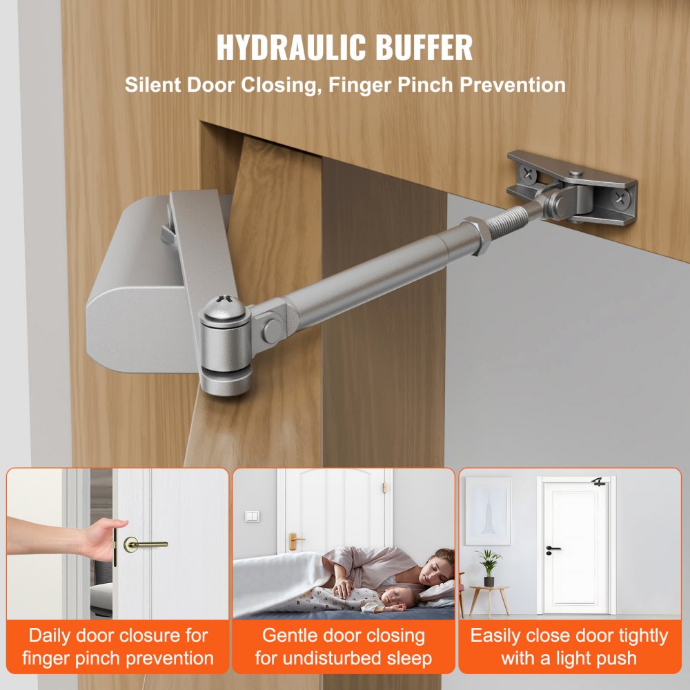 VEVOR Door Closer, Automatic Door Closer Commercial or Residential Use for Door Weights 100 Lbs ...