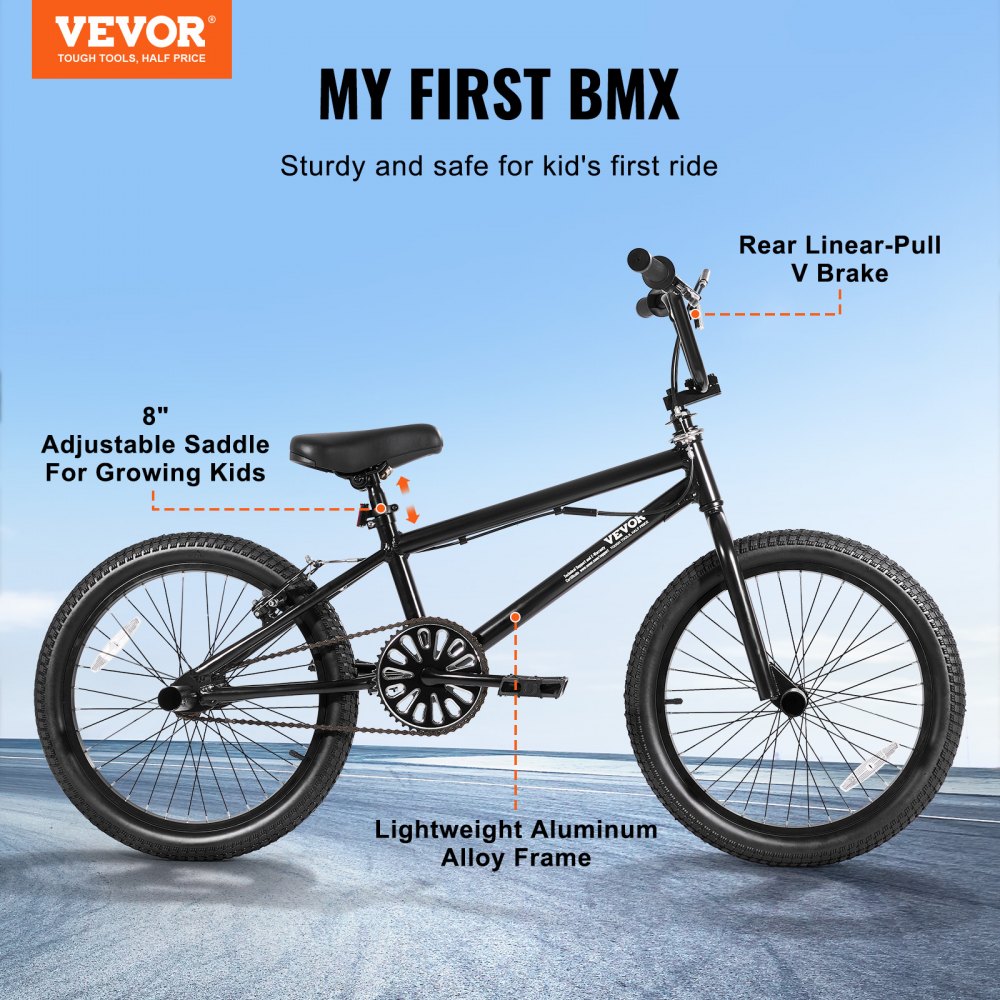 VEVOR 20-Inch BMX Bike Freestyle Bike Men Kid BMX Bicycle Aluminum Alloy Frame | VEVOR US
