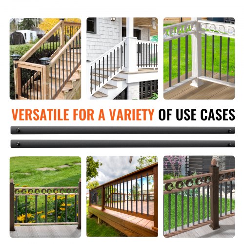 VEVOR Staircase Metal Balusters, 32.28"x1"x0.2" Flat Aluminum Alloy ...